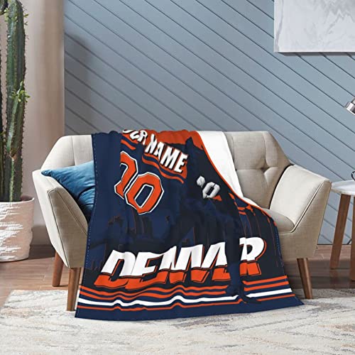 Yieking Custom Blanket for Bed Add Name and Number Gifts for Men Football City Winter Throw Blankets, 40" x 50", 50" x 60", 60" x 80"