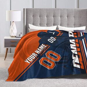 Yieking Custom Blanket for Bed Add Name and Number Gifts for Men Football City Winter Throw Blankets, 40" x 50", 50" x 60", 60" x 80"