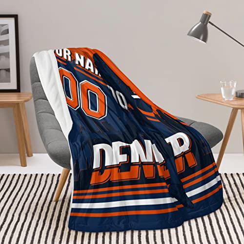 Yieking Custom Blanket for Bed Add Name and Number Gifts for Men Football City Winter Throw Blankets, 40" x 50", 50" x 60", 60" x 80"