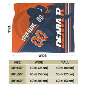 Yieking Custom Blanket for Bed Add Name and Number Gifts for Men Football City Winter Throw Blankets, 40" x 50", 50" x 60", 60" x 80"