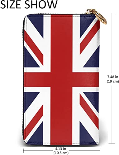 Union Jack British Flag Leather Wallet Long Clutch Purse Fashion Wristlet Handbag