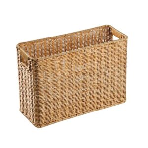 angoily woven magazine holder magazine wicker basket natural narrow rattan magazine holder magazine storage basket bin for home office