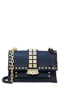 michael kors cece medium flap shoulder crossbody bag navy gold studded