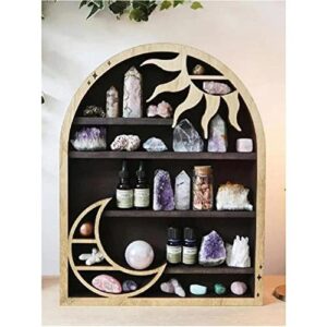 MASNLYE Wall Storage Shelves Crystal Hanging Shelf for Crystals Display Shelf Wooden Gothic Shelf Home Decor Storage Rack Organizer