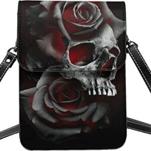 Small Crossbody Bags for Women Gothic Skull Rose Face Lightweight Cell Phone Purse