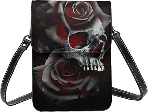 Small Crossbody Bags for Women Gothic Skull Rose Face Lightweight Cell Phone Purse