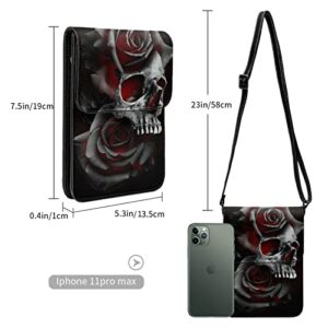 Small Crossbody Bags for Women Gothic Skull Rose Face Lightweight Cell Phone Purse