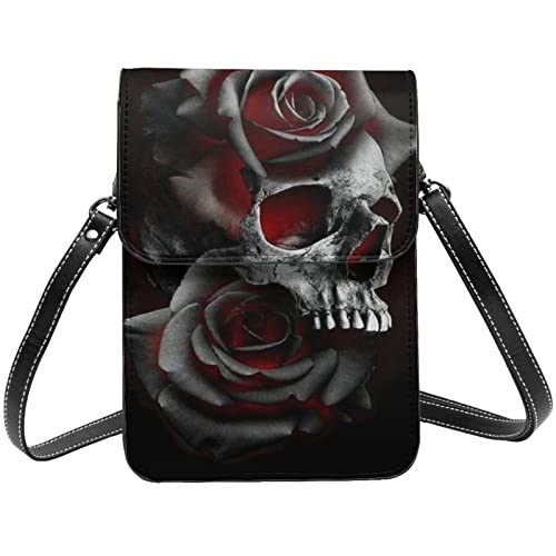 Small Crossbody Bags for Women Gothic Skull Rose Face Lightweight Cell Phone Purse