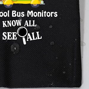 MBMSO School Bus Monitor Tote Bag School Bus Monitors Know all See all Bag Bus Driver Appreciation Gifts Shoulder Bag (School Bus Monitor TB-black)