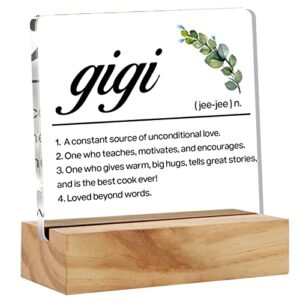 gigi gift grandma gifts from grandchildren, gigi definition desk decor grandma best gigi acrylic desk plaque sign with wood stand home office desk sign keepsake