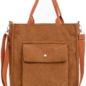 Corduroy Crossbody Bag for Women Girls,Casual Satchel Bag Large Capacity Corduroy Small Tote Bag for Work & School