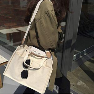 Canvas Tote Bag for Women Large Capacity Shoulder Bag Aesthetic Purses Handbags with Multiple Pockets