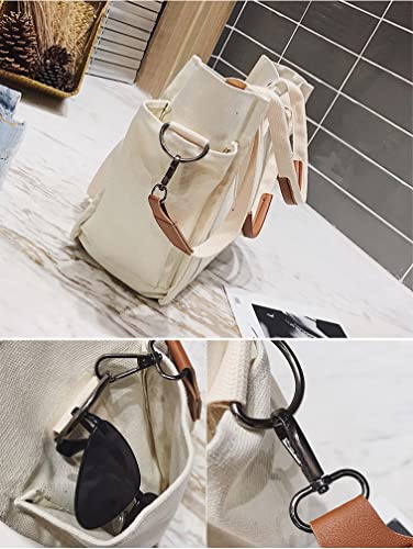 Canvas Tote Bag for Women Large Capacity Shoulder Bag Aesthetic Purses Handbags with Multiple Pockets