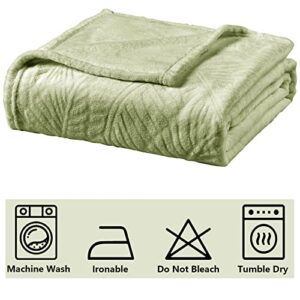 Mocaletto Luxury Fleece Blanket Throw Blanket,300GSM Super Soft Microfiber Lightweight and Decorative Bed Blanket for Sofa Couch Bed (Sage Green, Twin (50" x 60"))