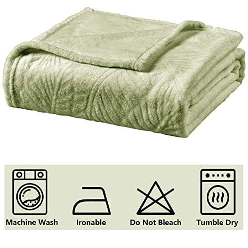 Mocaletto Luxury Fleece Blanket Throw Blanket,300GSM Super Soft Microfiber Lightweight and Decorative Bed Blanket for Sofa Couch Bed (Sage Green, Twin (50" x 60"))