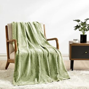 Mocaletto Luxury Fleece Blanket Throw Blanket,300GSM Super Soft Microfiber Lightweight and Decorative Bed Blanket for Sofa Couch Bed (Sage Green, Twin (50" x 60"))