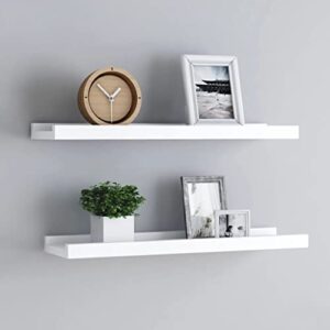 homiuse 2 pack floating shelves 15.7″ wall shelves for bathroom shelf decor floating shelf bracket wall mounted shelves for bedroom picture frame ledge shelves for wall storage small shelf white mdf