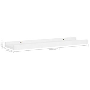 homiuse 2 Pack Floating Shelves 15.7" Wall Shelves for Bathroom Shelf Decor Floating Shelf Bracket Wall Mounted Shelves for Bedroom Picture Frame Ledge Shelves for Wall Storage Small Shelf White MDF