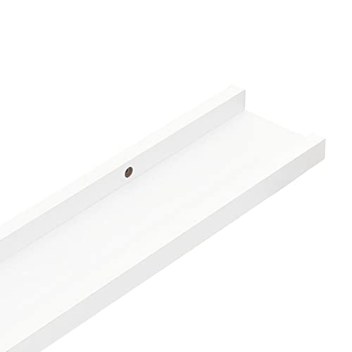 homiuse 2 Pack Floating Shelves 15.7" Wall Shelves for Bathroom Shelf Decor Floating Shelf Bracket Wall Mounted Shelves for Bedroom Picture Frame Ledge Shelves for Wall Storage Small Shelf White MDF