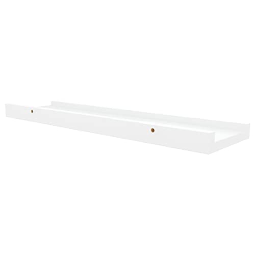 homiuse 2 Pack Floating Shelves 15.7" Wall Shelves for Bathroom Shelf Decor Floating Shelf Bracket Wall Mounted Shelves for Bedroom Picture Frame Ledge Shelves for Wall Storage Small Shelf White MDF