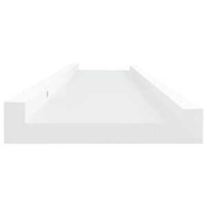 homiuse 2 Pack Floating Shelves 15.7" Wall Shelves for Bathroom Shelf Decor Floating Shelf Bracket Wall Mounted Shelves for Bedroom Picture Frame Ledge Shelves for Wall Storage Small Shelf White MDF