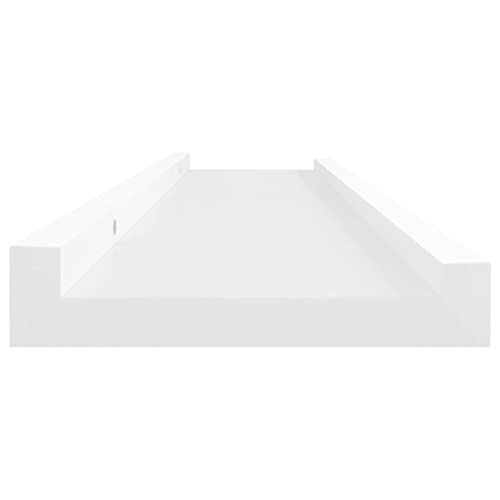 homiuse 2 Pack Floating Shelves 15.7" Wall Shelves for Bathroom Shelf Decor Floating Shelf Bracket Wall Mounted Shelves for Bedroom Picture Frame Ledge Shelves for Wall Storage Small Shelf White MDF