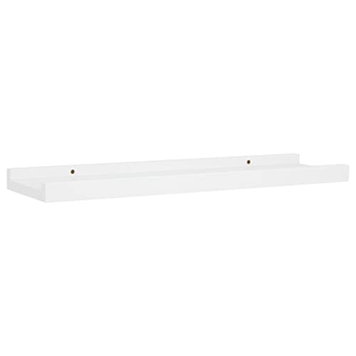 homiuse 2 Pack Floating Shelves 15.7" Wall Shelves for Bathroom Shelf Decor Floating Shelf Bracket Wall Mounted Shelves for Bedroom Picture Frame Ledge Shelves for Wall Storage Small Shelf White MDF