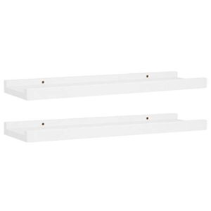 homiuse 2 Pack Floating Shelves 15.7" Wall Shelves for Bathroom Shelf Decor Floating Shelf Bracket Wall Mounted Shelves for Bedroom Picture Frame Ledge Shelves for Wall Storage Small Shelf White MDF