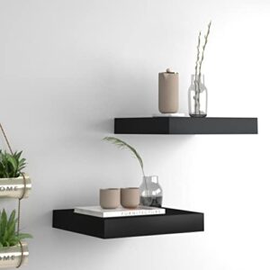 homiuse 2 pack floating shelves 9.1″ wall shelves for bathroom shelf decor floating shelf bracket wall mounted shelves for bedroom hanging shelves for wall storage small shelf black shelves mdf