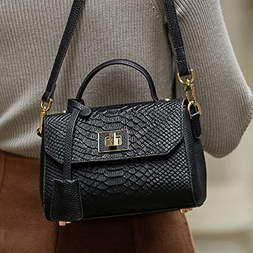 ZOOLER Full Genuine Leather Shoulder Bags Tote Bags Women Handbag Totally Skin Top Handle Purses #WG385 (black)