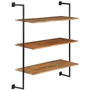 vantook 3 tier wall shelf bathroom shelves for wall decor, industrial floating shelves bedroom living room kitchen solid wood shelfs 37 inches wide, metal frame