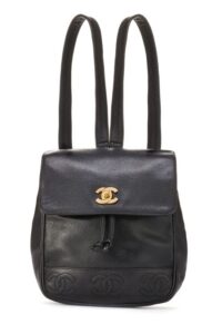 chanel, pre-loved black caviar 3 ‘cc’ backpack medium, black