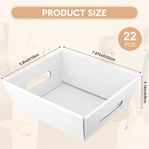 22 Pcs Small Gift Baskets Bulk 8 x 6 x 3 Inch Baskets for Gifts Empty Sturdy Wedding Gift Basket with Handles Storage Cardboard Tray for Christmas (White)