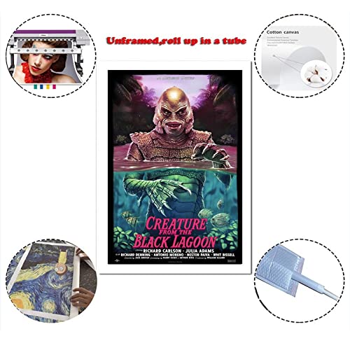 The 1954 Horror Film, The Creature from The Black Lagoon Canvas Art Poster and Wall Art Picture Print Modern Family Bedroom Decor Posters 16x24inch(40x60cm)