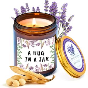 pidelight giant hug in a jar candle – jars of hope candle, get well feel better cheer up gifts, sending hugs gifts for women, thinking of you lavender scented soy