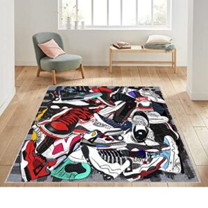 sneakers rug, custom sneakers, sneakers, street rug,cool rug, rug, hypebeast rug, sport rug, sneaker art, rug for living room pe002 (2.6×3.9 feet – 80×120 cm)