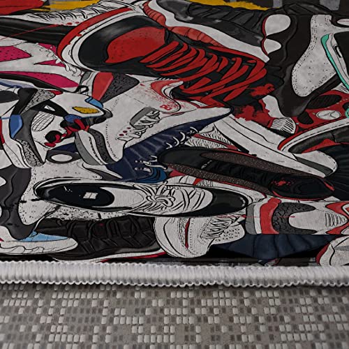 Sneakers Rug, Custom Sneakers, Sneakers, Street Rug,Cool Rug, Rug, Hypebeast Rug, Sport Rug, Sneaker Art, Rug for Living Room pe002 (2.6x3.9 feet - 80x120 cm)