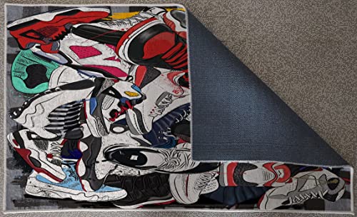 Sneakers Rug, Custom Sneakers, Sneakers, Street Rug,Cool Rug, Rug, Hypebeast Rug, Sport Rug, Sneaker Art, Rug for Living Room pe002 (2.6x3.9 feet - 80x120 cm)