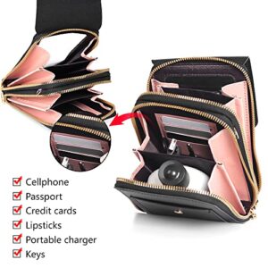 GEARONIC Small Crossbody Bags for Women, Small Cell Phone Purse, Handbags Wallet with Credit Card Slots, Leather Phone Wallet with Strap, Phone Purse Crossbody for Women with Transparent Window-Black