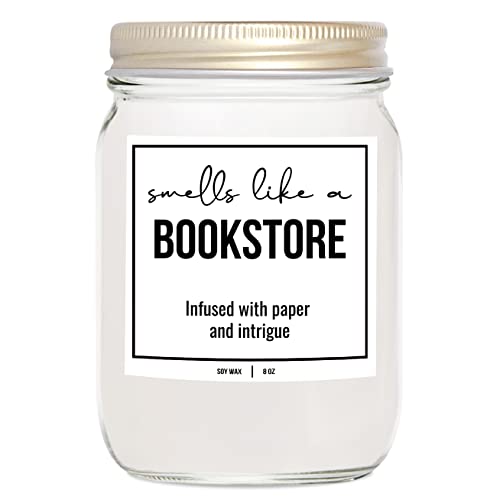 YouNique Designs Bookstore Candle - Soy Candles for Home Scented Book Lovers Gifts, Funny Book Candles Gifts for Women, 8 oz, Gifts for Book Lovers Scented Candles