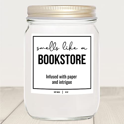 YouNique Designs Bookstore Candle - Soy Candles for Home Scented Book Lovers Gifts, Funny Book Candles Gifts for Women, 8 oz, Gifts for Book Lovers Scented Candles