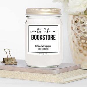 YouNique Designs Bookstore Candle - Soy Candles for Home Scented Book Lovers Gifts, Funny Book Candles Gifts for Women, 8 oz, Gifts for Book Lovers Scented Candles