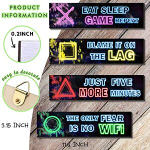 Video Game Decor Set of 4 - Neon Gaming Theme, Gamer Room Decor for Kids, Boys, Neon Gaming Wall Decor for Playroom and Game Room