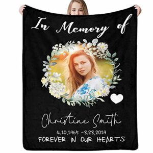 d-story custom in loving memory blankets personalized with picture and name throws blankets, customized family memorial gift,sympathy gift, remembrance gift