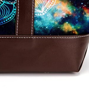 Ancient Galaxy Mandala Tote Bags Large Leather canvas Purses and Handbags for Women Top Handle Shoulder Satchel Hobo Bags