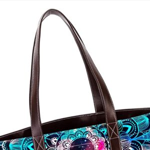 Ancient Galaxy Mandala Tote Bags Large Leather canvas Purses and Handbags for Women Top Handle Shoulder Satchel Hobo Bags