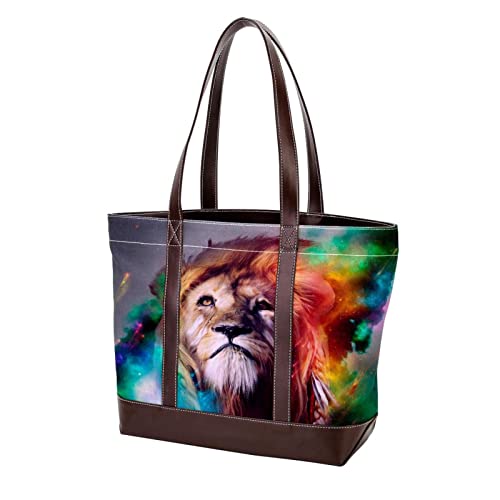 Colorful Lion Tote Bags Large Leather canvas Purses and Handbags for Women Top Handle Shoulder Satchel Hobo Bags