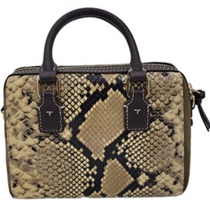 Tory Burch 139405 Thea Exotic Sand Drift Snake Skin Brown With Gold Hardware Women's Mini Web Satchel Bag