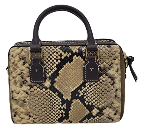 Tory Burch 139405 Thea Exotic Sand Drift Snake Skin Brown With Gold Hardware Women's Mini Web Satchel Bag