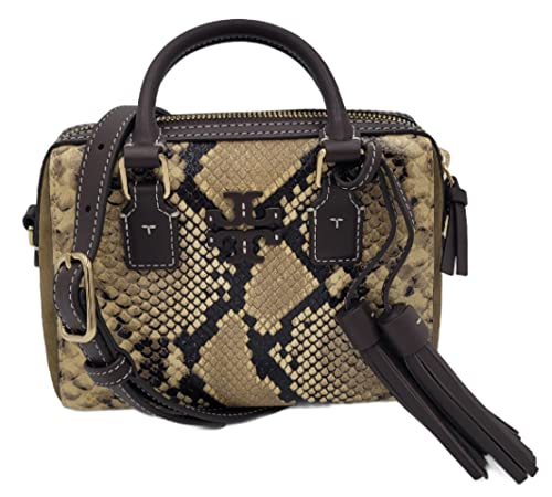 Tory Burch 139405 Thea Exotic Sand Drift Snake Skin Brown With Gold Hardware Women's Mini Web Satchel Bag